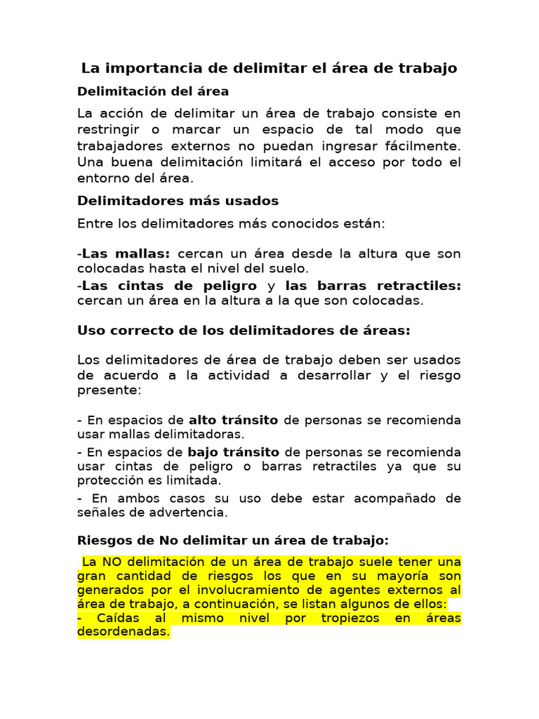La Importancia de Delimitar El Área de Trabajo | PDF