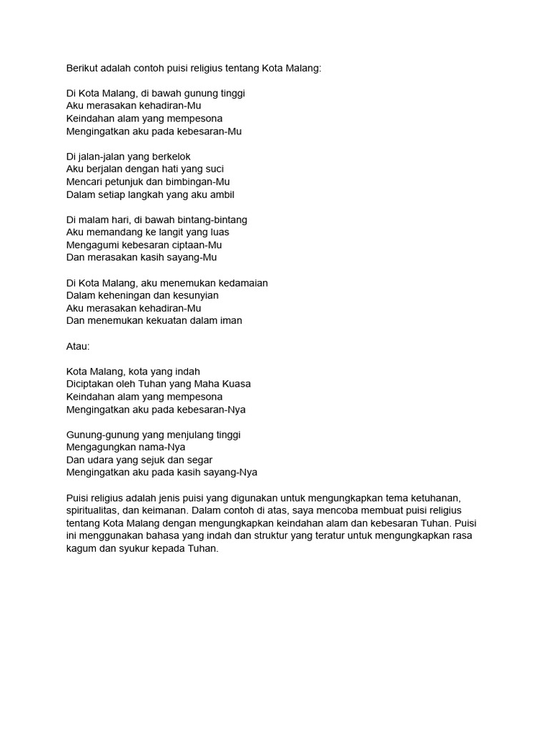 Puisi Religius tentang Kota Malang | PDF