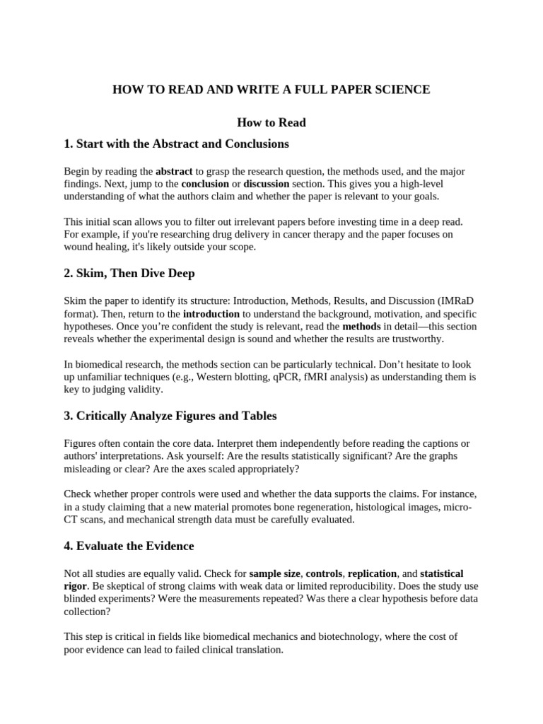 How To Read and Write A Full Paper Science | PDF | Data | Science