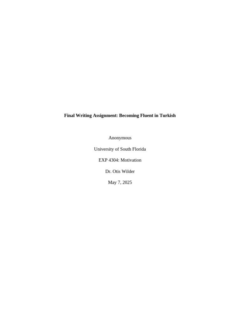 Final Writing Assignment | PDF | Motivation | Motivational