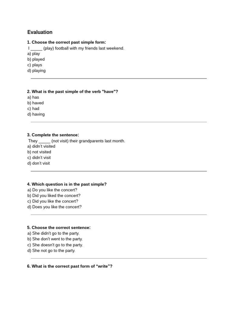 PAST SIMPLE QUIZ | PDF
