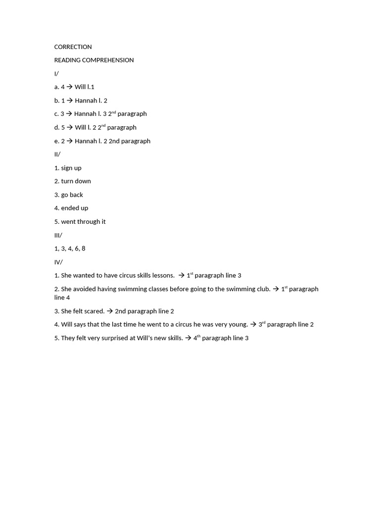 Correction Test Unit 2 Reading 2022 2023 | PDF