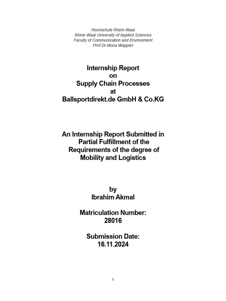 Internship Report Final | PDF | Logistics | Inventory