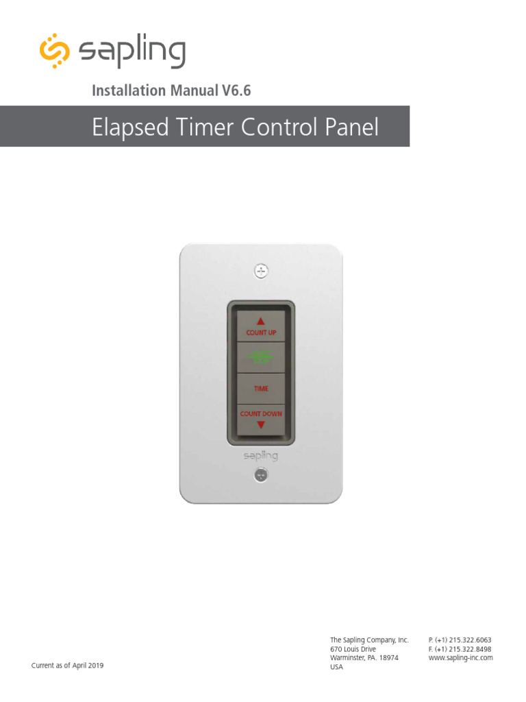 Sapling Elapsed Timer Manual V6.6 | PDF | Electrical Connector ...