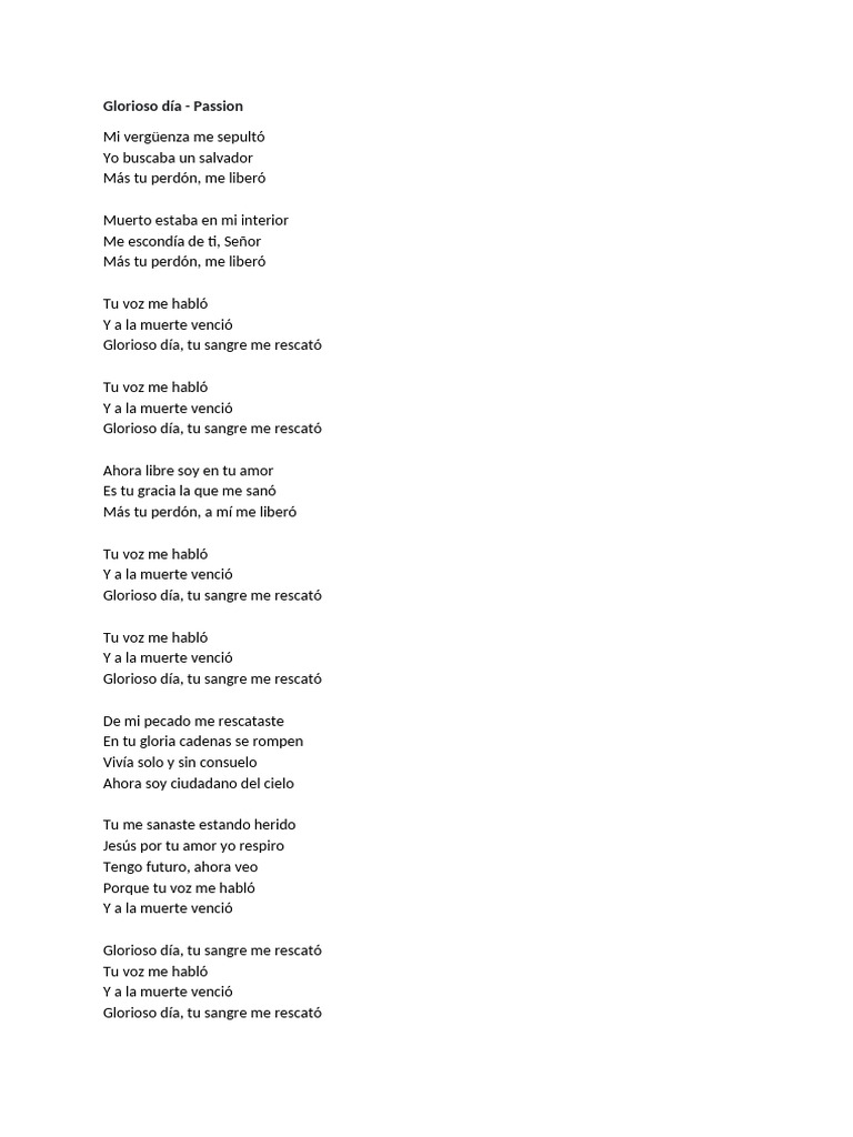 Glorioso Día - Passion | PDF