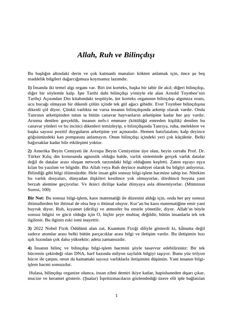 Allah, Ruh Ve Bilinçdışı-5 | PDF