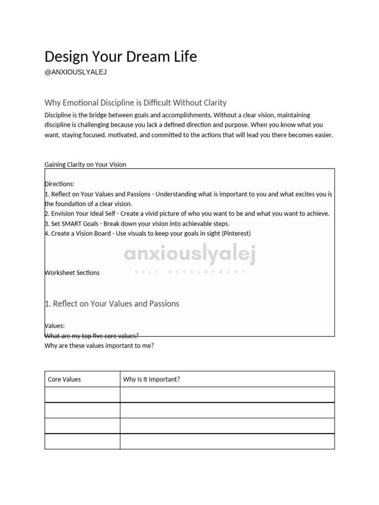Worksheet Design Your Dream Life | PDF | Goal | Disciplines