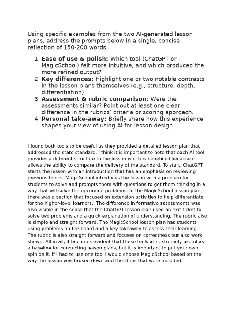 AI Lesson Plan Reflection | PDF