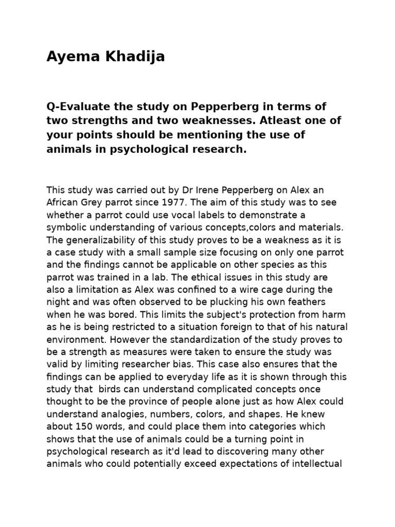 Pepperberg Psychology AL | PDF