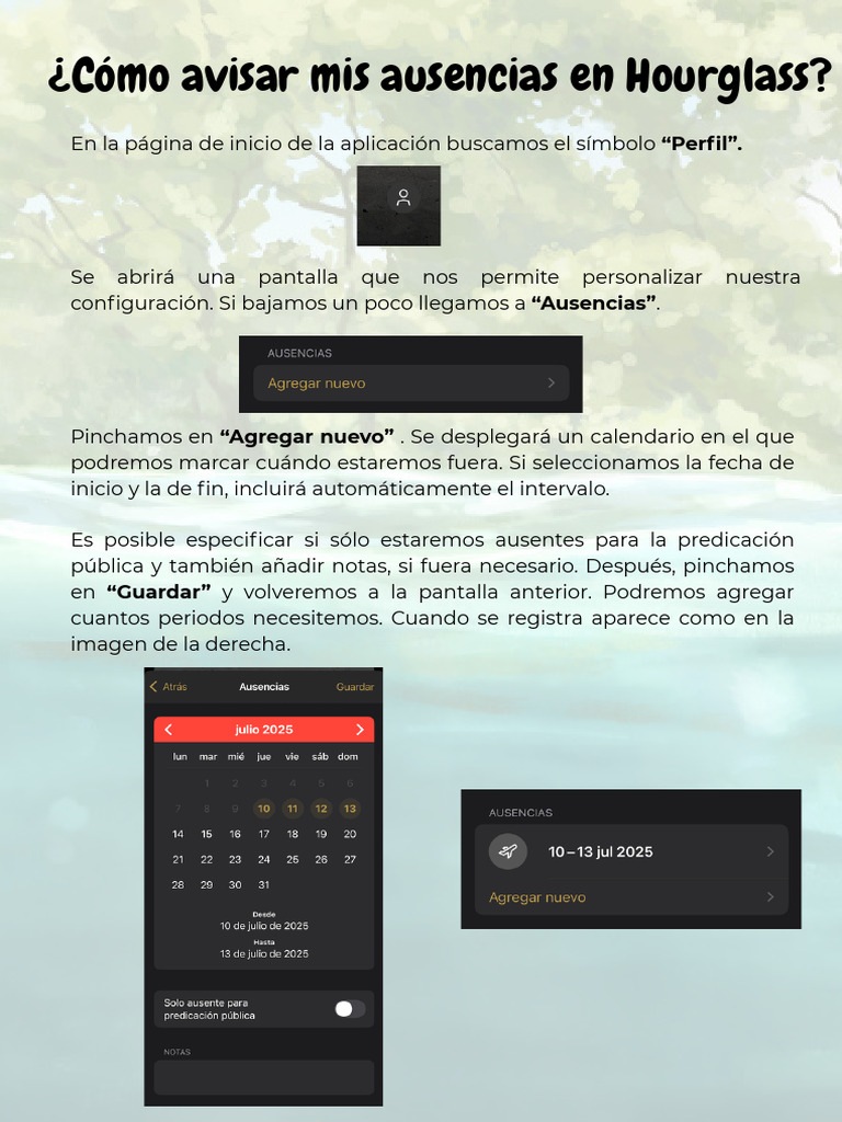 ¿Cómo Avisar Mis Ausencias en Hourglass PDF | PDF