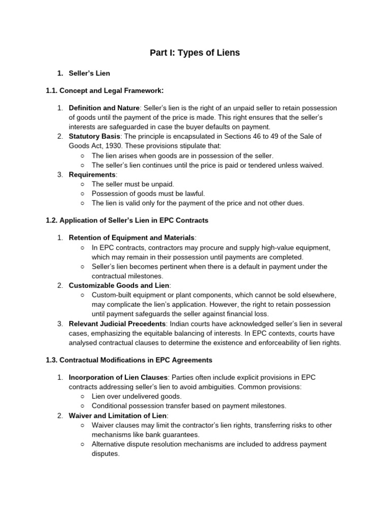 Liens in EPC Contracts - Project Note | PDF | Lien | Arbitration