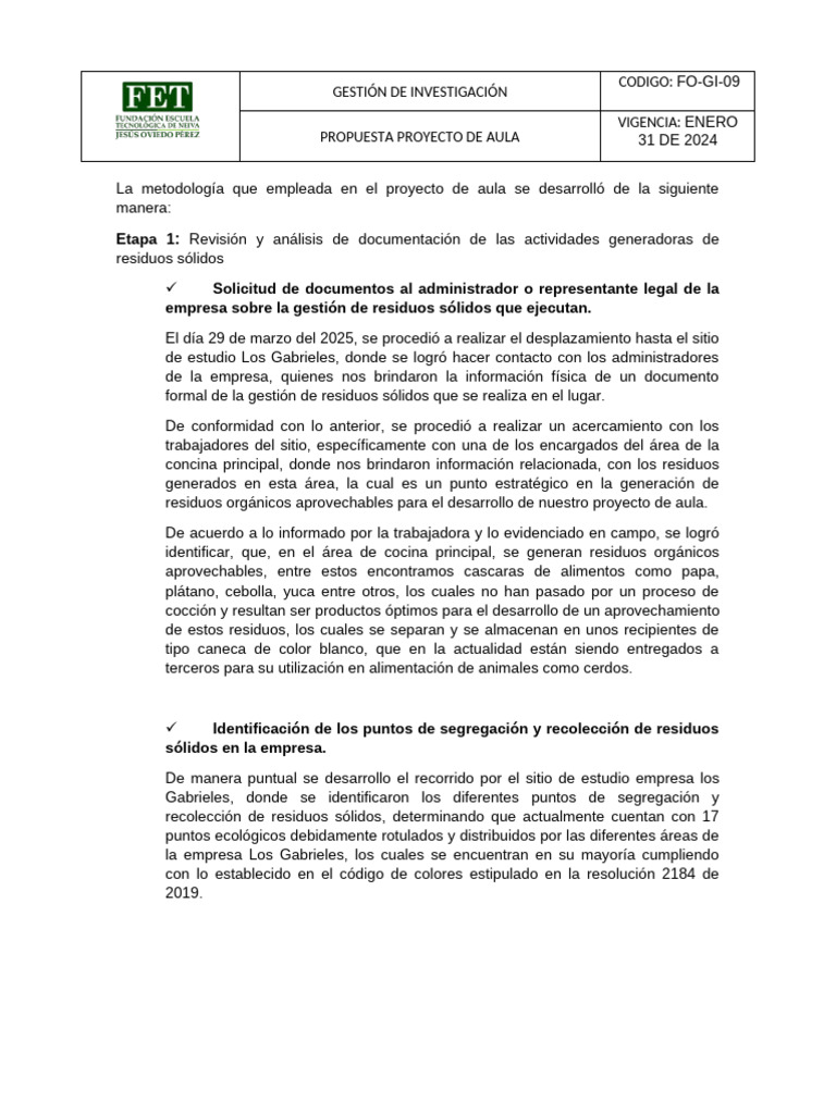 Avance Proyecto de Aula | PDF | Compost | Residuos