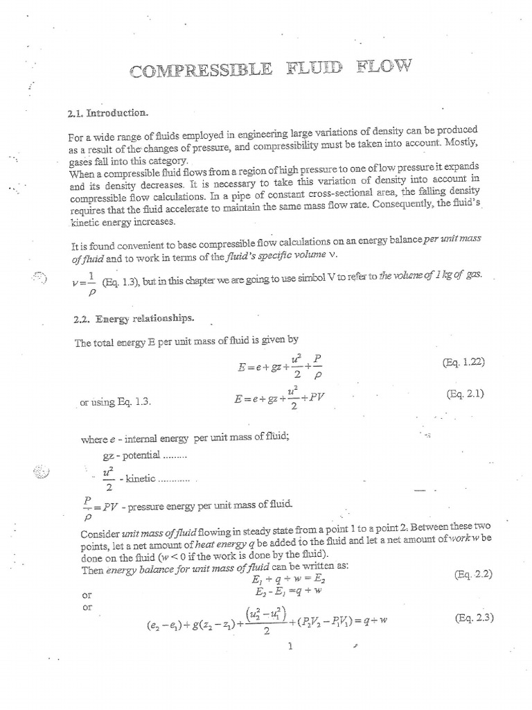 Compressible Fluid Flow | PDF