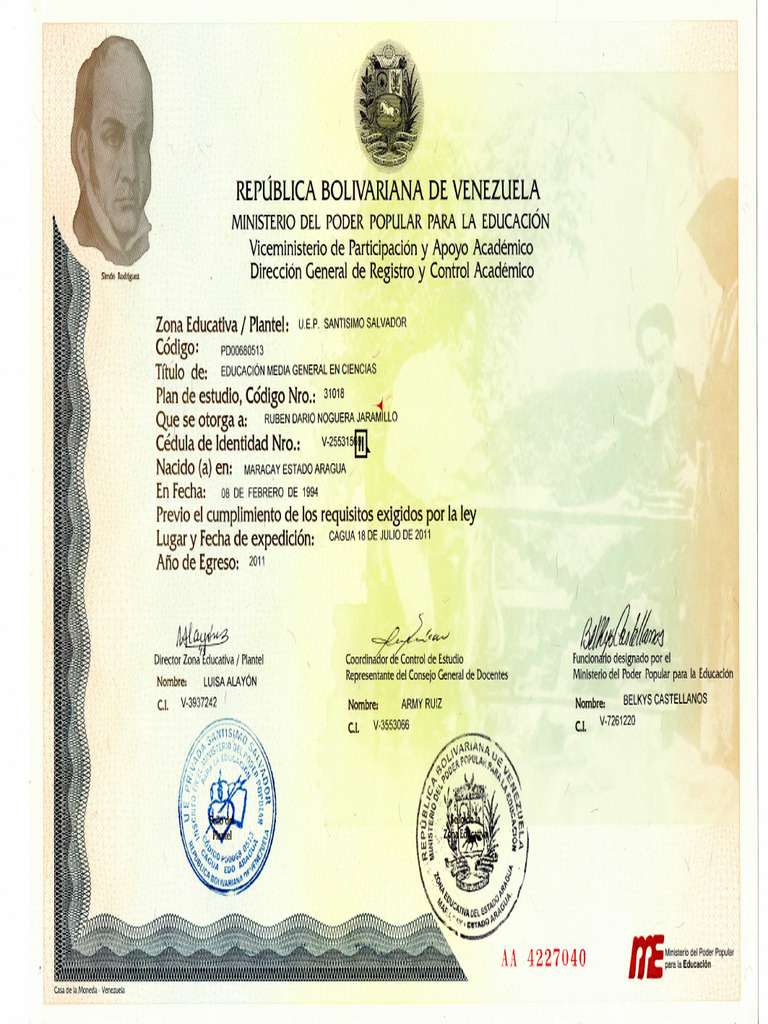 Titulo Bachiller | PDF