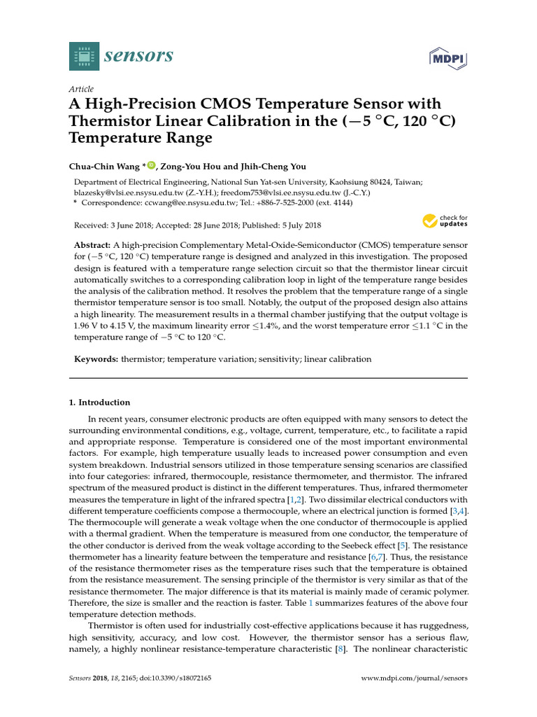 High-Precision CMOS Temperature Sensor | PDF | Thermocouple | Thermometer