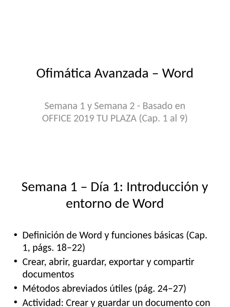 Ofimatica Avanzada Semanas 1 y 2 Word Tuplaza | PDF