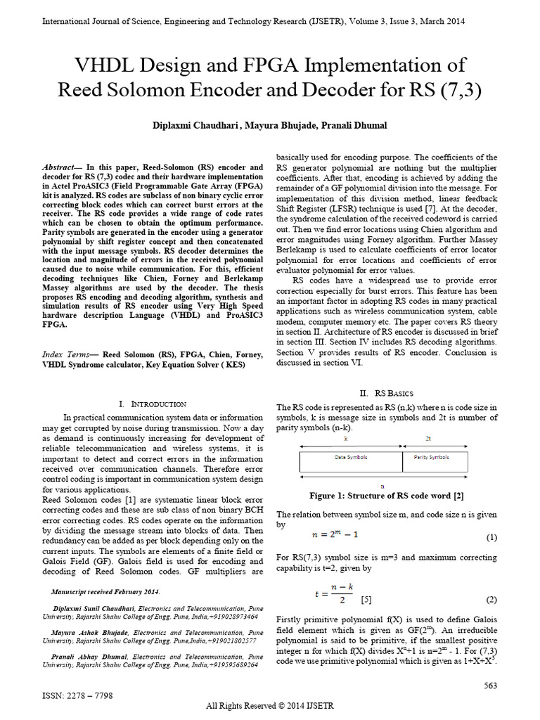 Vhdl Design And Fpga Implementation Of R Pdf Algorithms Computer Science