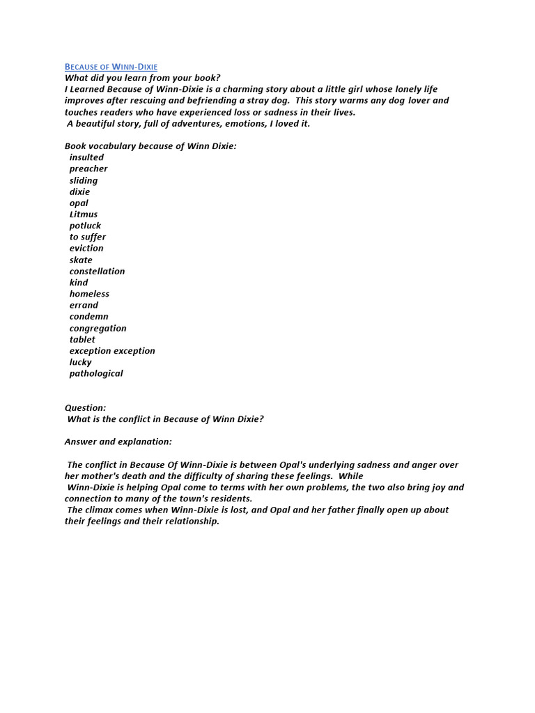 Because of Winn-Dixie2023 | PDF