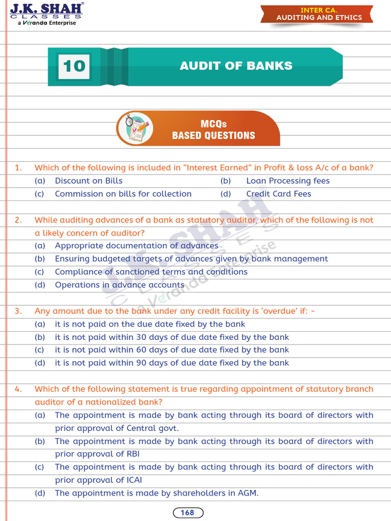 Audit MCQ Book-171-183 | PDF | Banks | Loans