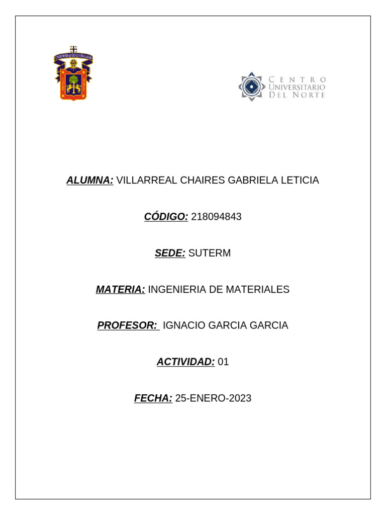 Act 01 Ing Materiales | PDF