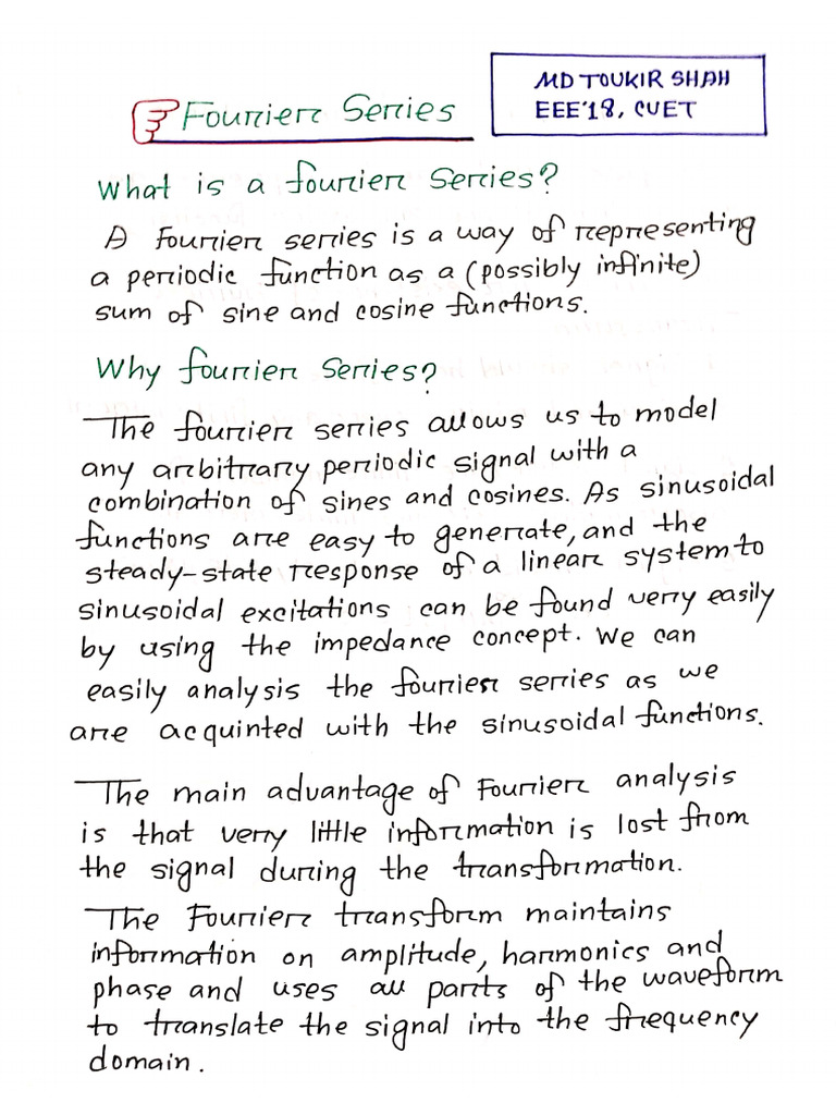 Fourier Series And Transform Pdf