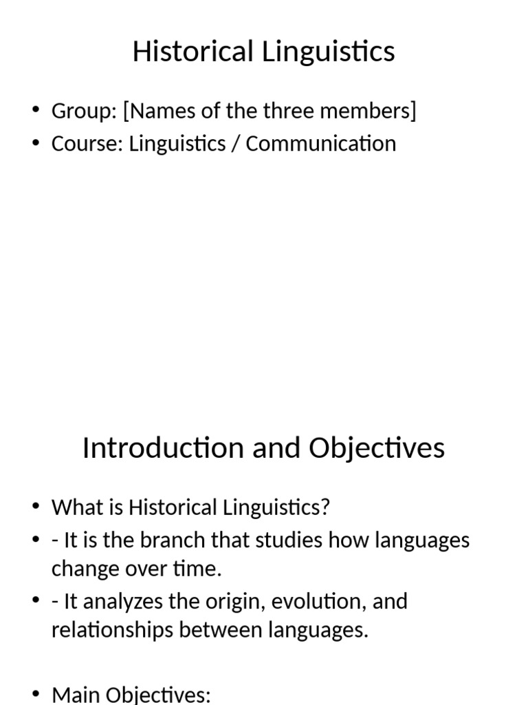 Historical Linguistics Presentation | PDF