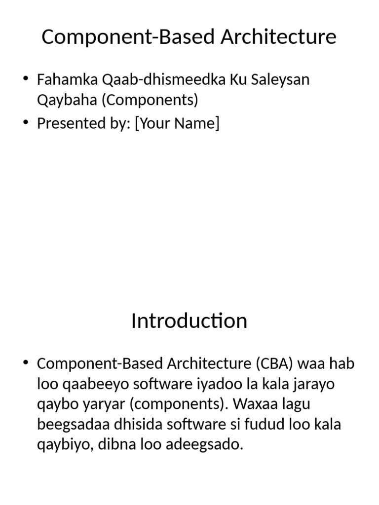 Component-Based Architecture Presentation | PDF