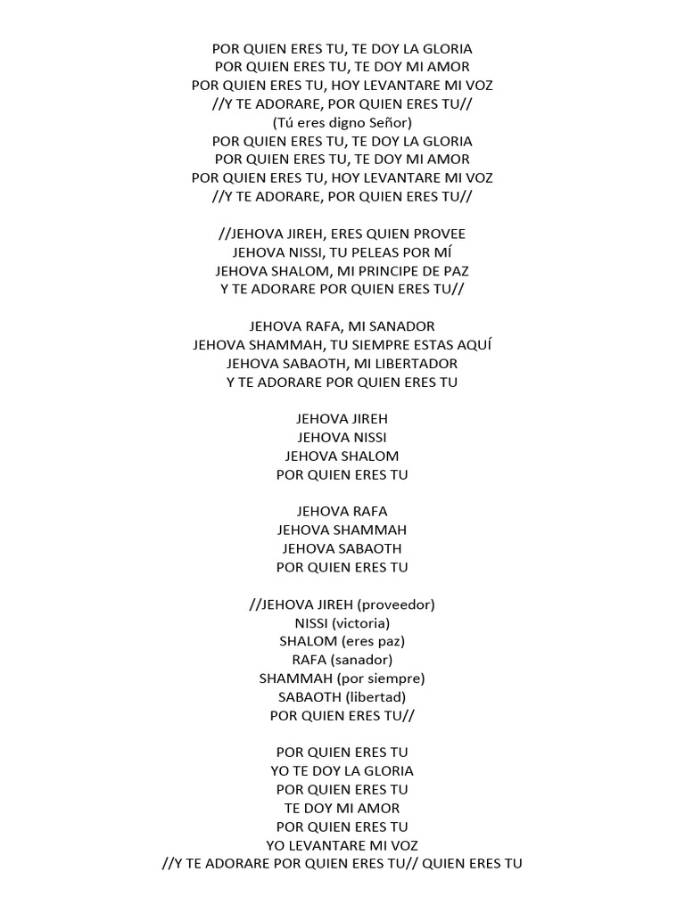 Chart POR QUIEN ERES TU | PDF