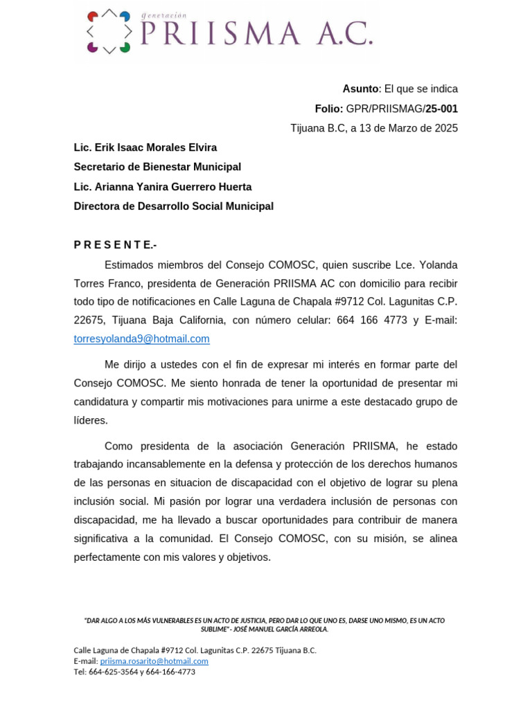 001 Carta Intencion Comosc | PDF | Psicología Social