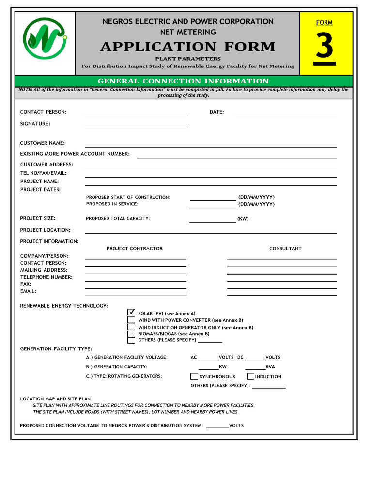 Net Metering Form 3 - 1 | PDF | Electric Generator | Mains Electricity