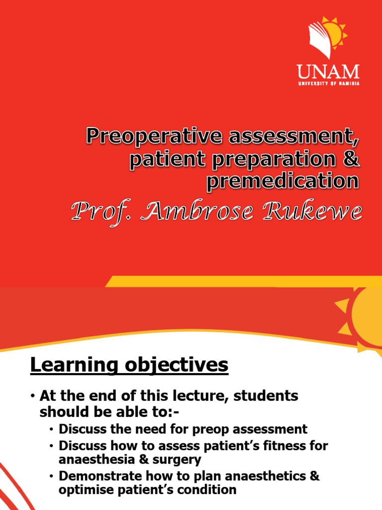 Preoperative Anaesthetic Assessment Guide | PDF | Anesthesia | Analgesic