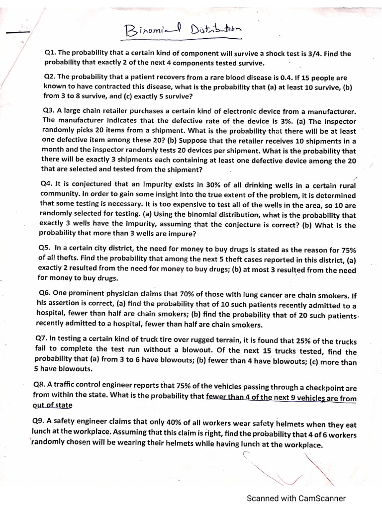 Discrete Probability Distributions Practice Questions | PDF