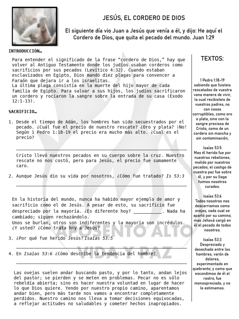 SS Cordero de Dios | PDF | Pecado | Cristo (título)