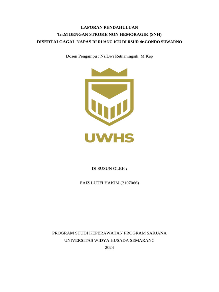 Laporan Pendahuluan SNH Di Icu (Faiz) | PDF
