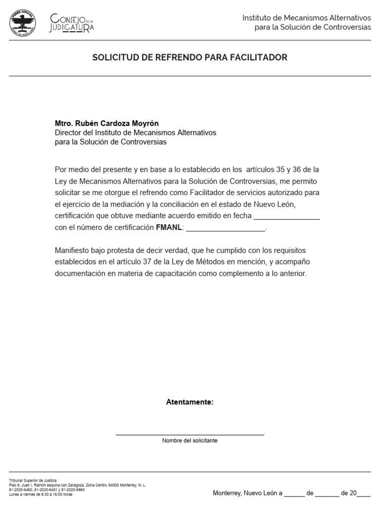 IMASC Solicitud Refrendo Facilitador | PDF