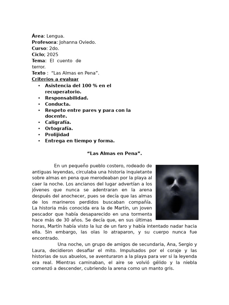 Cuento de terror: Las Almas en Pena | PDF