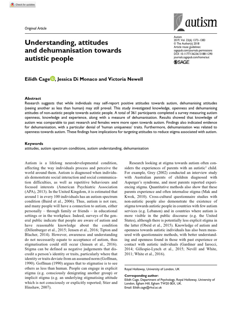 Cage Et Al 2018 Understanding Attitudes and Dehumanisation Towards ...