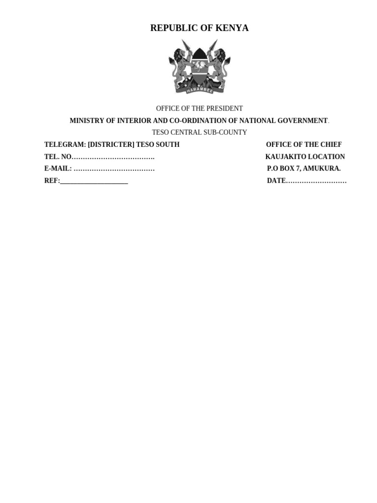 Chief Letterhead Template Kenya | PDF