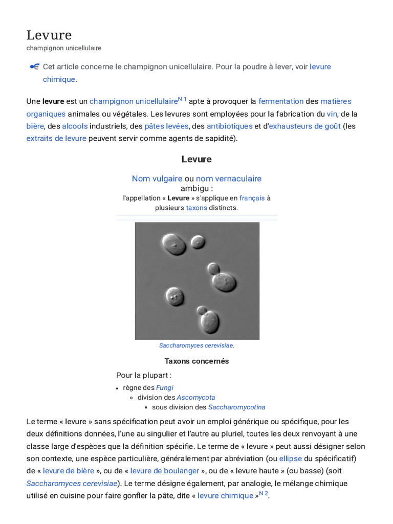 Caractéristiques et reproduction des levures | PDF | Levure | Gène