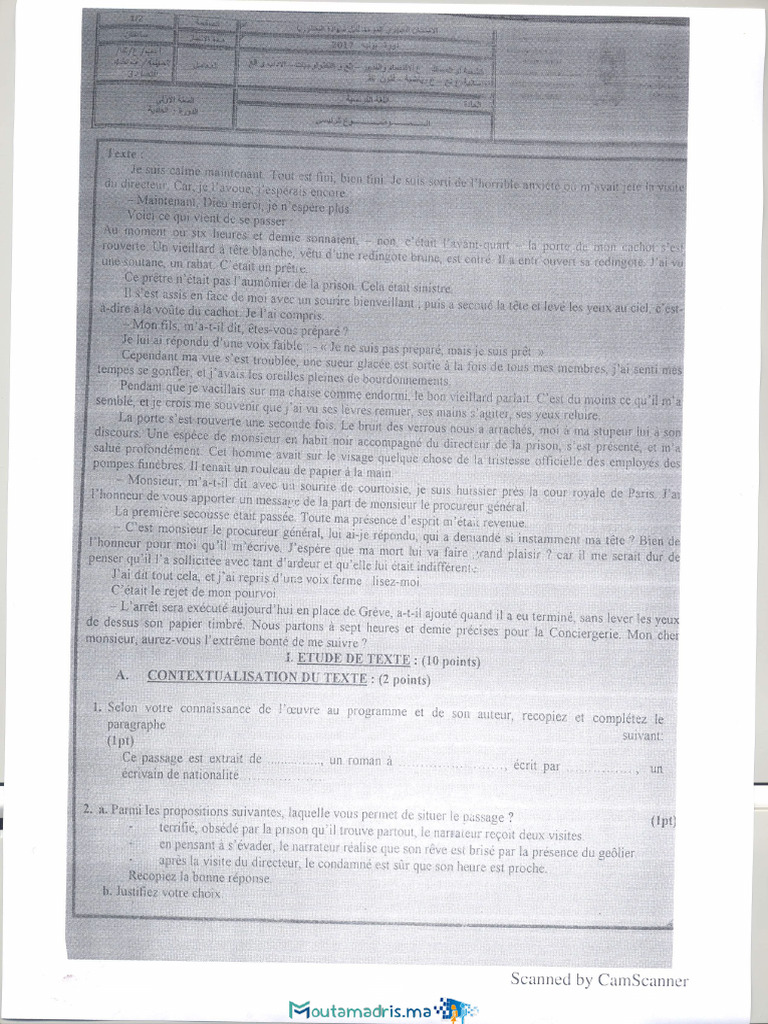 Examens 1bac Rabat Sale Kenitra FR 2017 | PDF