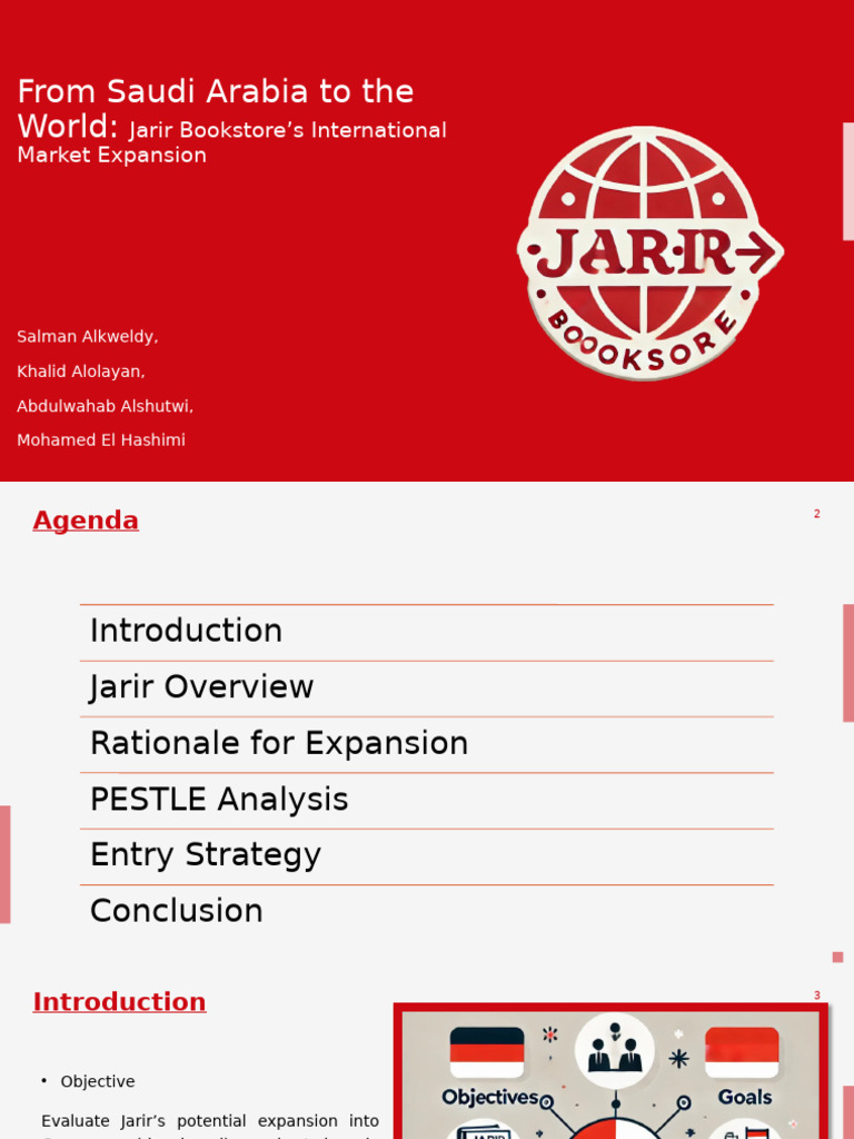 Presentation From Saudi Arabia To The World, Jarir Bookstore's International Market Expansion | PDF