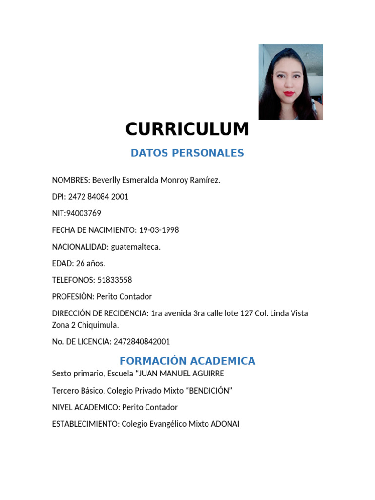 Curriculum Beverlly Monroy | PDF | Impuestos | Finanzas del gobierno