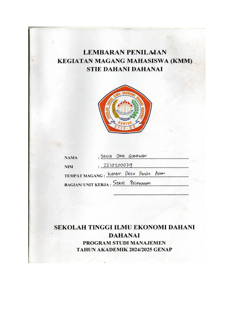 Lembar Penilaian KMM (Sevia) | PDF