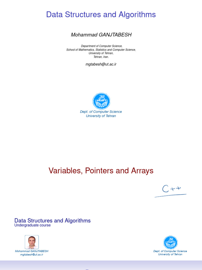 Dsa 02 Variables Pointers Arrays Pdf Pointer Computer Programming Integer Computer Science