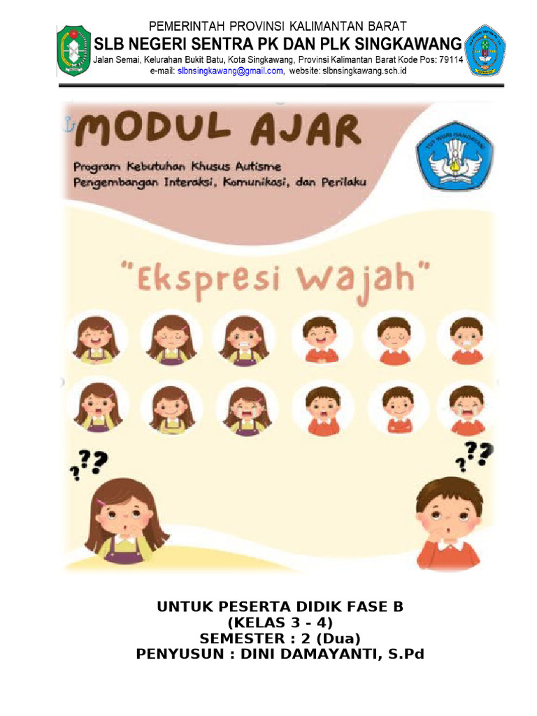 Modul Ajar Progsus Dengan Autisme - Ekspresi Wajah - Fase B | PDF