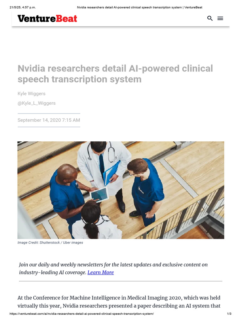 Nvidia researchers detail AI-powered clinical speech transcription system _ VentureBeat | PDF ...