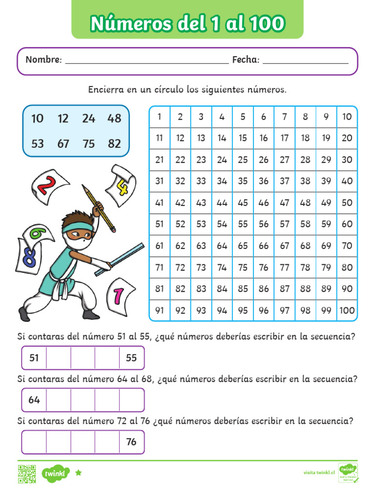 Guia de Trabajo Numeros Del 1 Al 100 Diferenciada - Ver - 3 | PDF