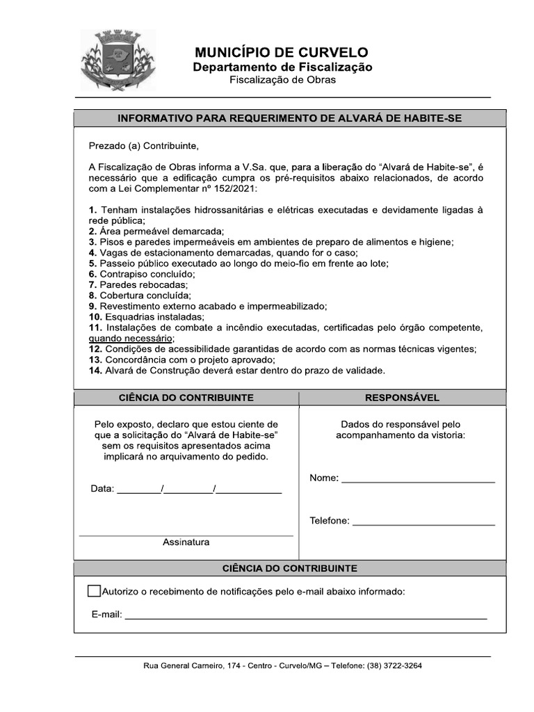 Formulario de Habite Se Novo 2024 | PDF