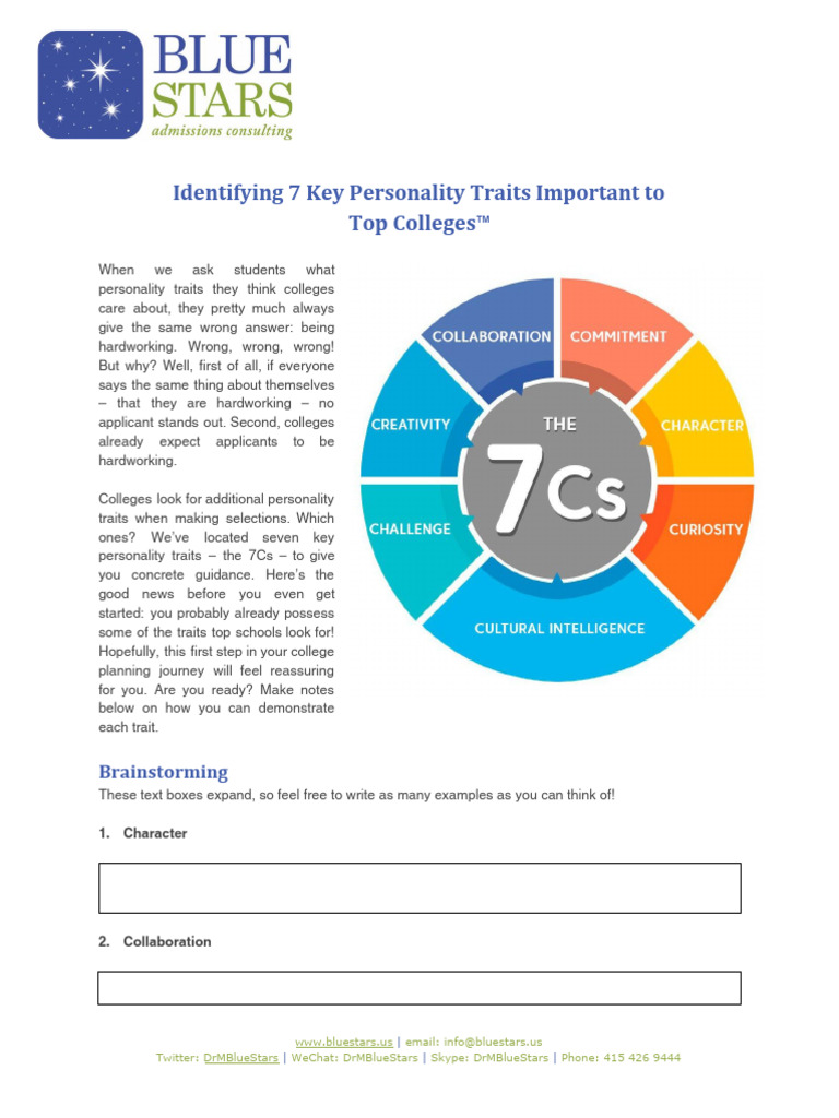 Identifying_7_Key_Personality_Traits_Worksheet | PDF