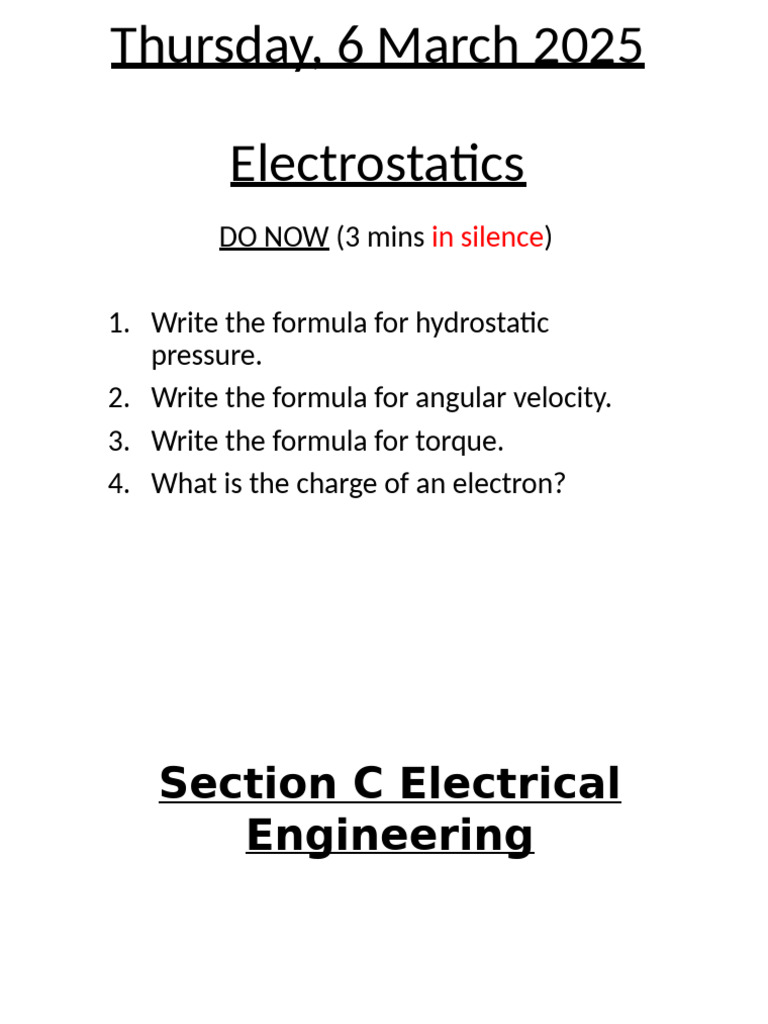BTEC Engineering Unit 1 - C1 Static and DC Alternating Current | PDF ...
